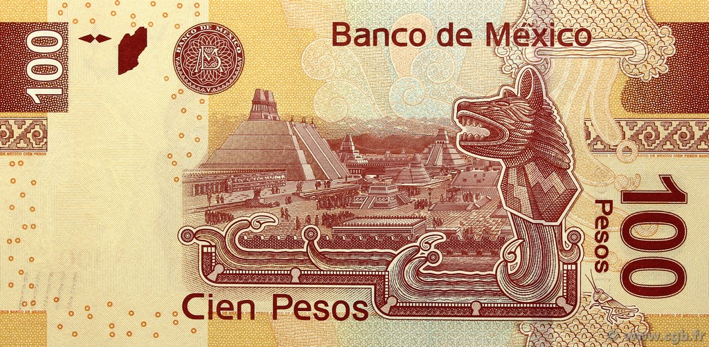 100 Pesos MEXICO 2009 P.124b b64_0707 Banknotes