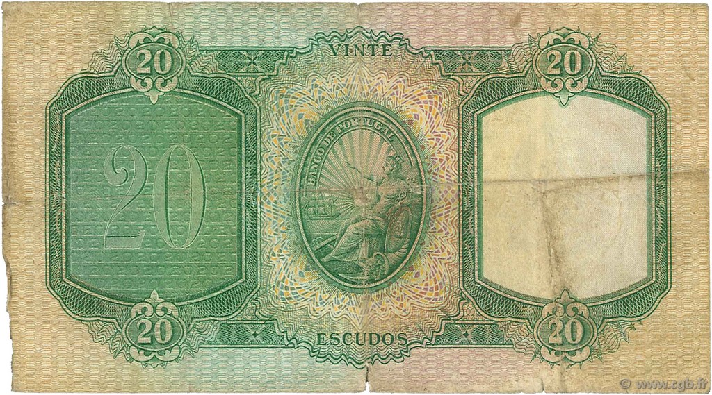 20 Escudos PORTUGAL 1954 P.153b b65_0430 Banknotes