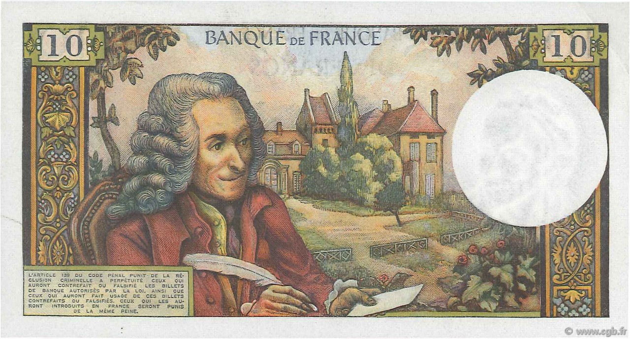 10 Francs VOLTAIRE FRANCE 1968 F.62.32 b68_1167 Billets