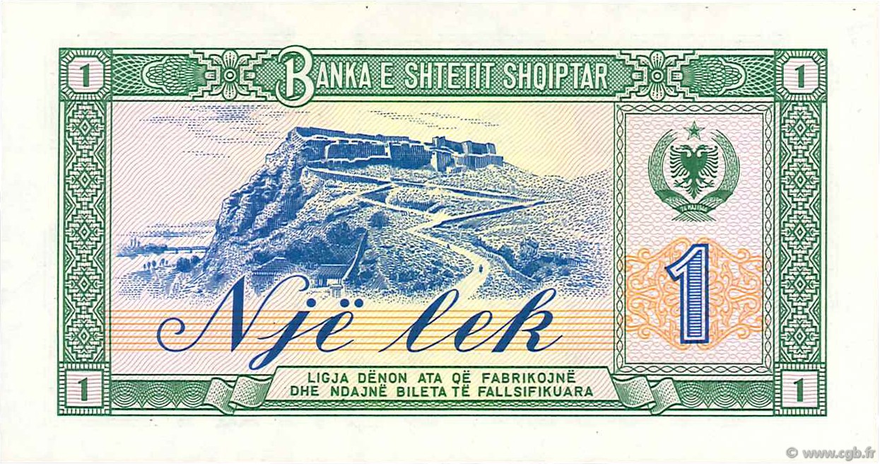 1 Lek ALBANIA 1976 P.40a b69_0381 Banknotes