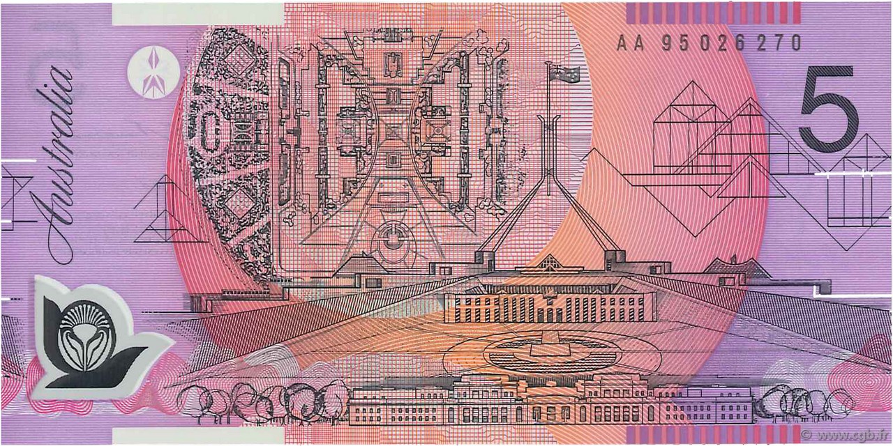5 Dollars AUSTRALIA 1995 P.51a b71_0243 Banknotes