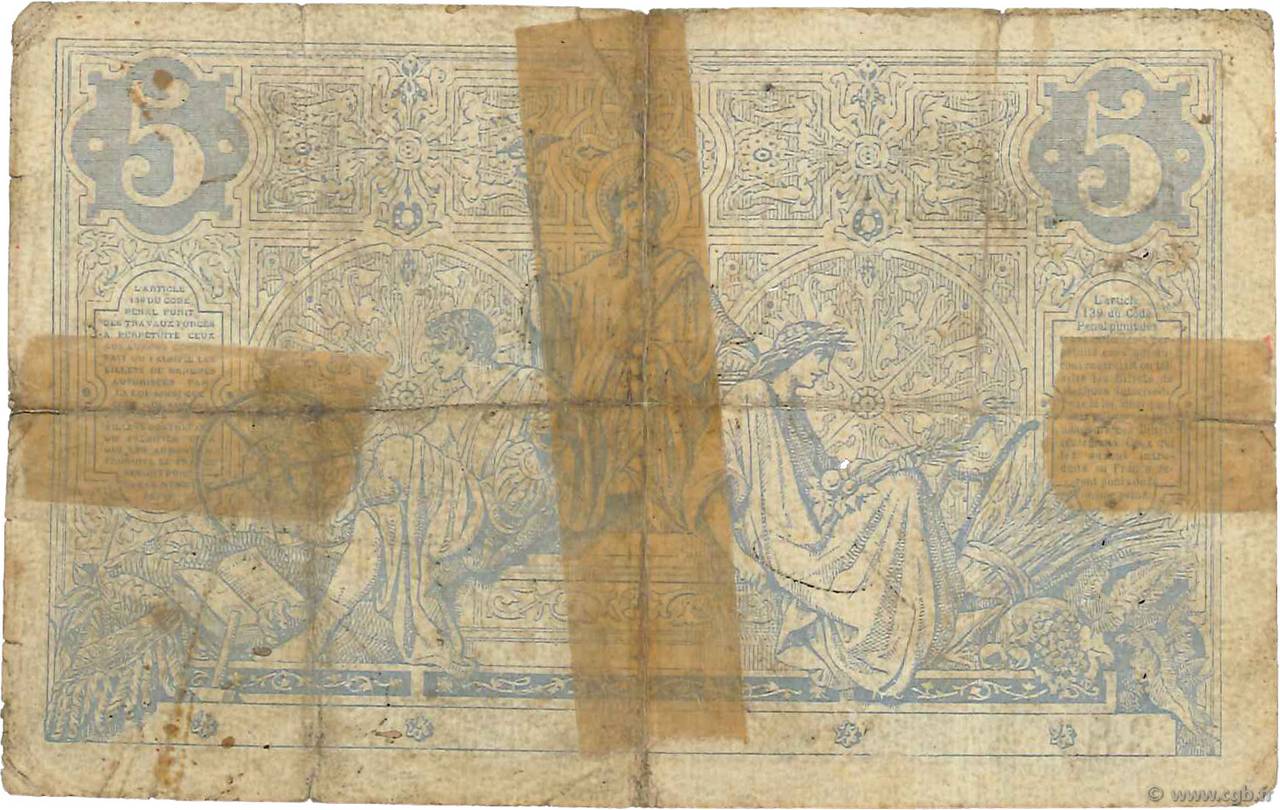 5 Francs NOIR FRANCE 1873 F.01.19 b72_0002 Banknotes