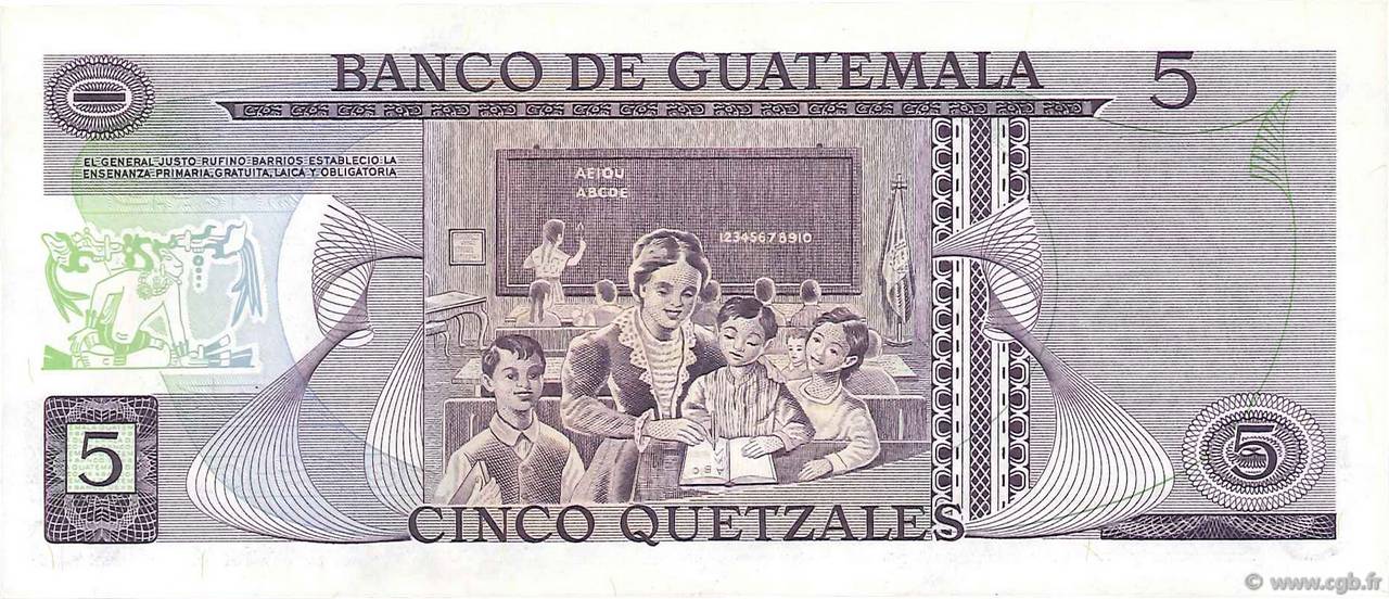 5 Quetzales GUATEMALA 1979 P.060c b74_0320 Banknotes