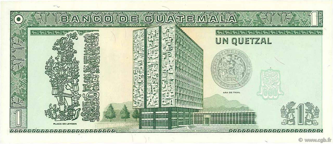 1 Quetzal GUATEMALA 1990 P.073a b74_0337 Banknotes
