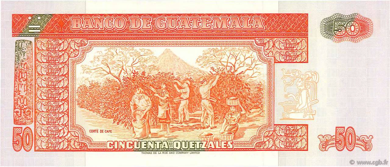 50 Quetzales GUATEMALA 1992 P.077c b74_0353 Banknotes