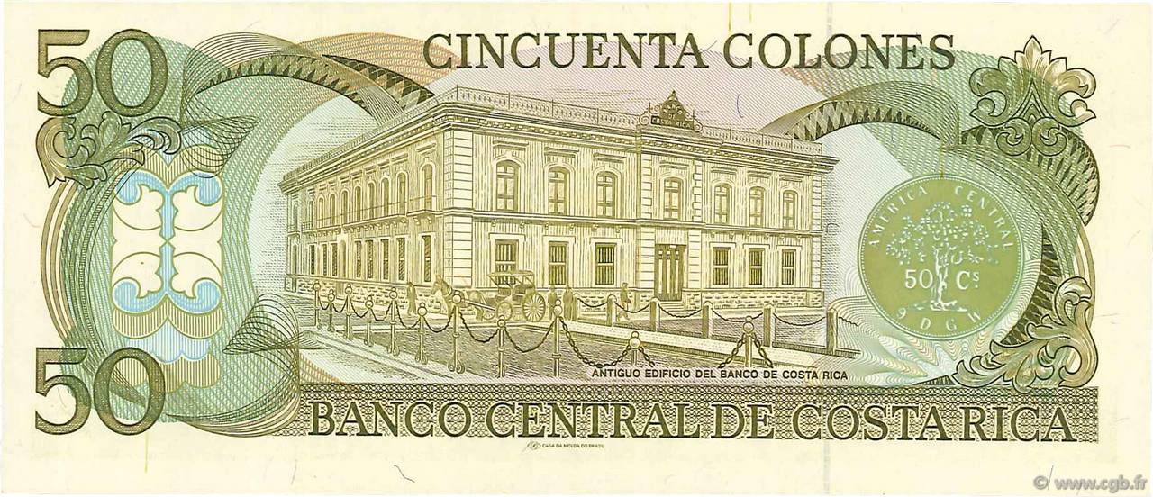 50 Colones COSTA RICA 1987 P.253 b74_0457 Banknotes