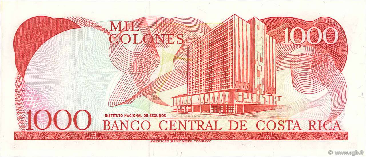 1000 Colones COSTA RICA 1986 P.256a b74_0460 Banknotes