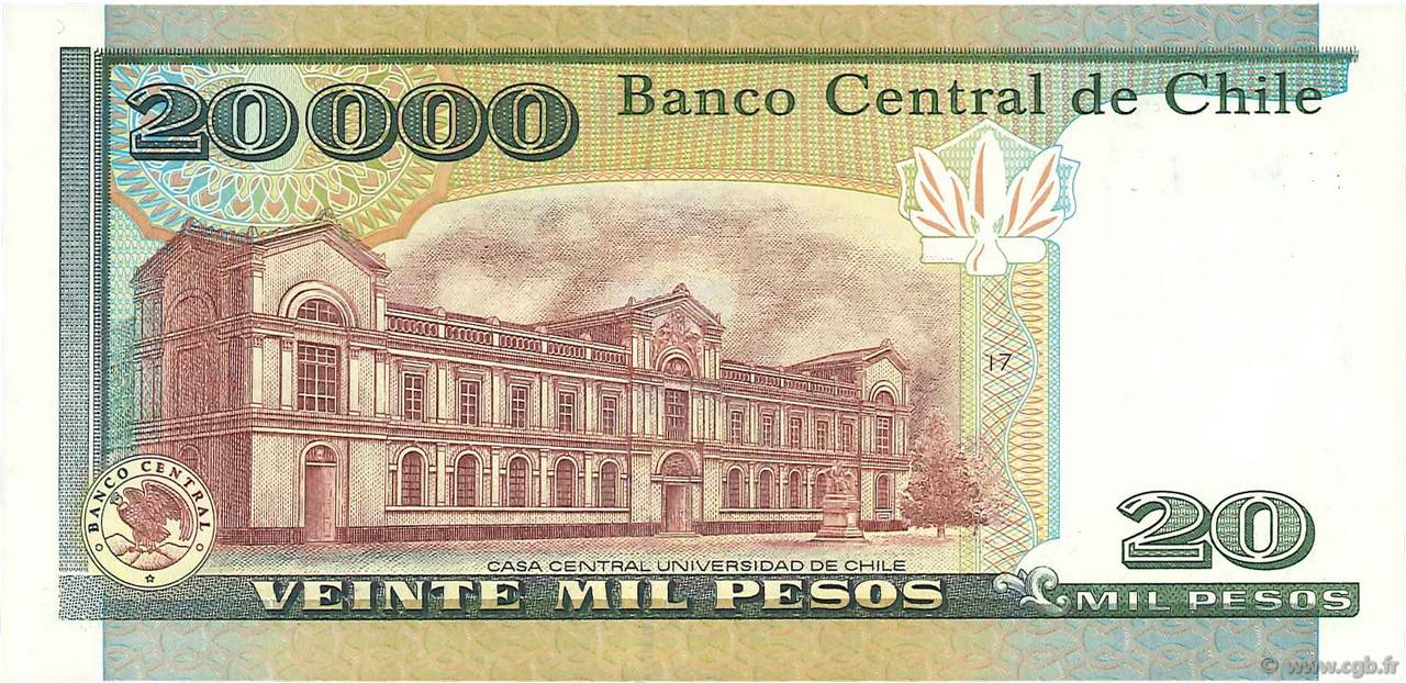 20000 Pesos CHILE 1999 P.159a b75_0428 Banknotes