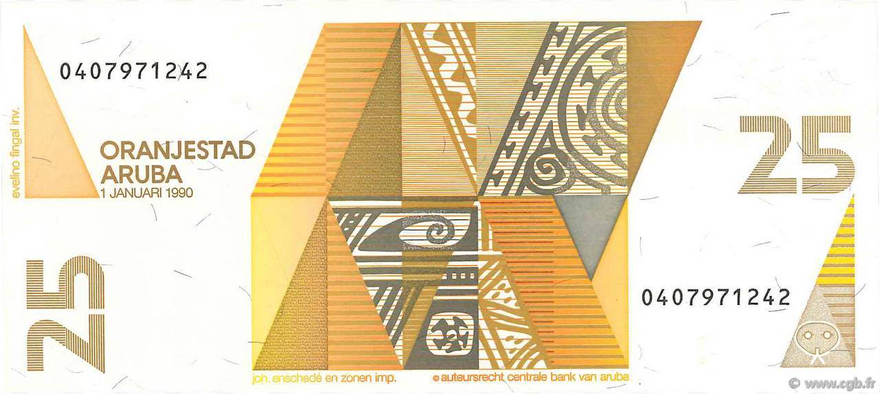 25 Florin ARUBA 1990 P.08 b76_0557 Banknotes