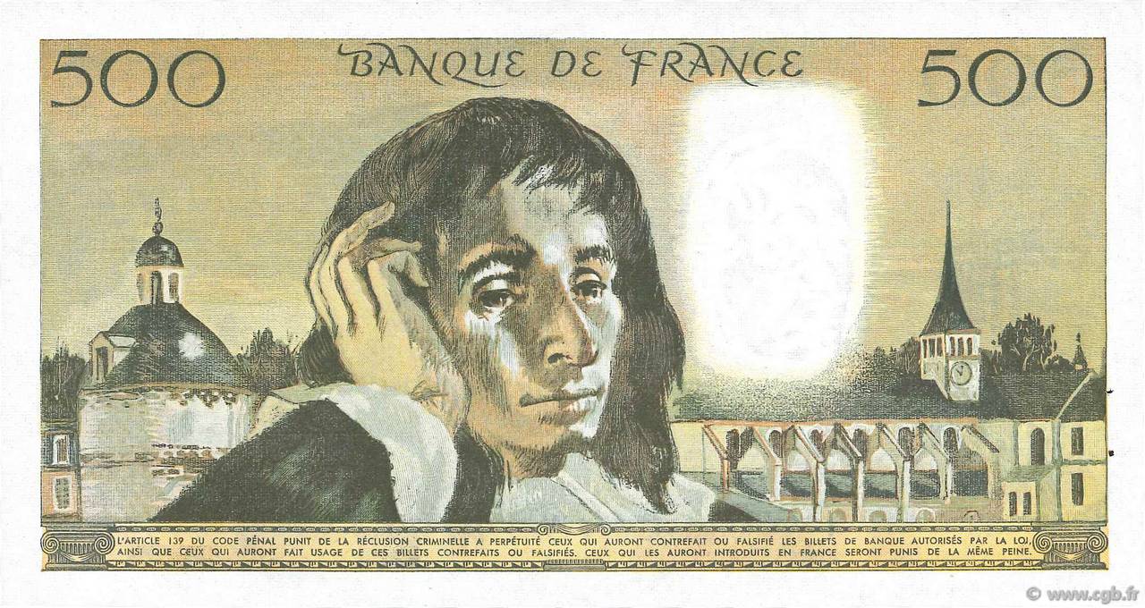 500 Francs PASCAL FRANCE 1970 F.71.05 b76_1387 Banknotes