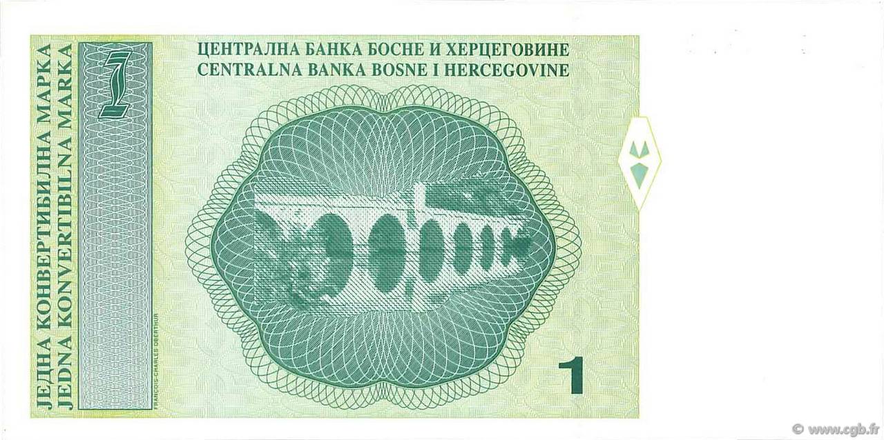 1 Convertible Marka BOSNIA HERZEGOVINA 1998 P.060a b76_2067 Banknotes