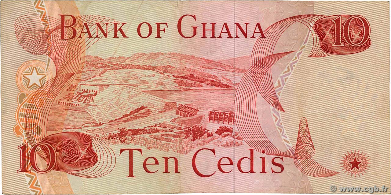 10 Cedis GHANA 1973 P.16b b79_0601 Banknotes
