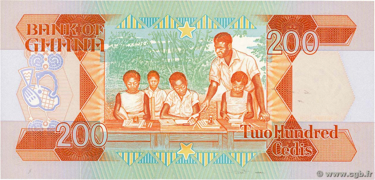 200 Cedis GHANA 1991 P.27b b79_0611 Banknotes