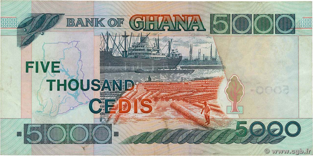 5000 Cedis GHANA 2002 P.34h b79_0619 Billets