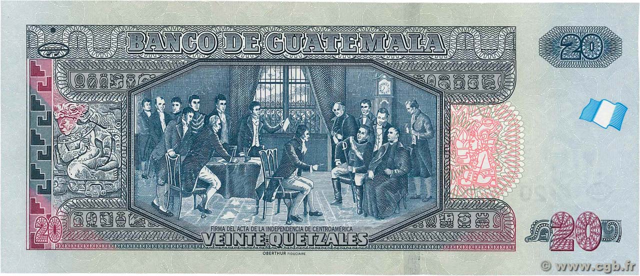 20 Quetzales GUATEMALA 2014 P.124d b80_0070 Billets
