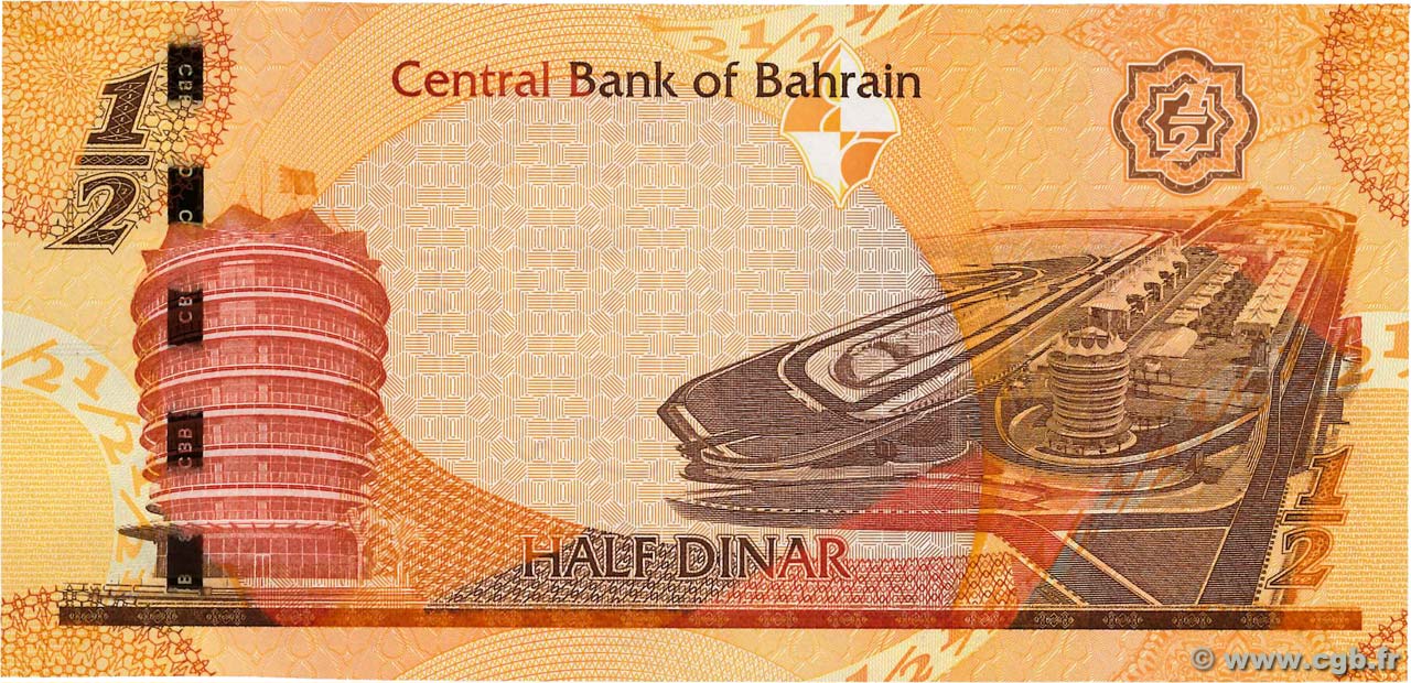 1/2 Dinar BAHRAIN 2016 P.30 b80_0098 Banknotes