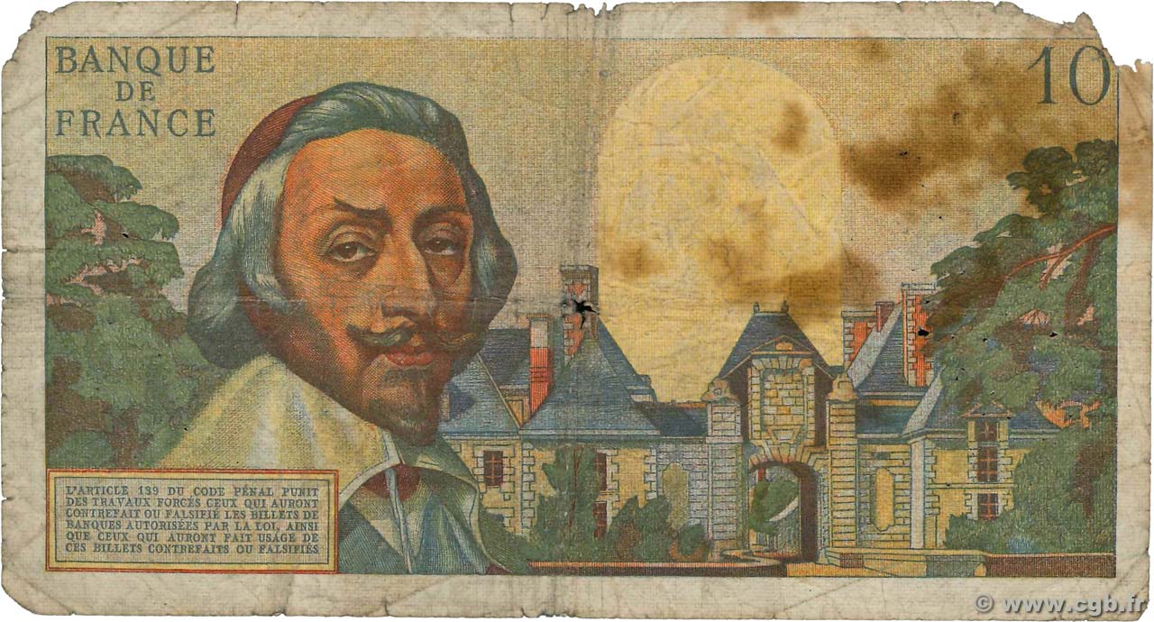 10 Nouveaux Francs RICHELIEU FRANCE 1961 F.57.13 b80_0360 Banknotes