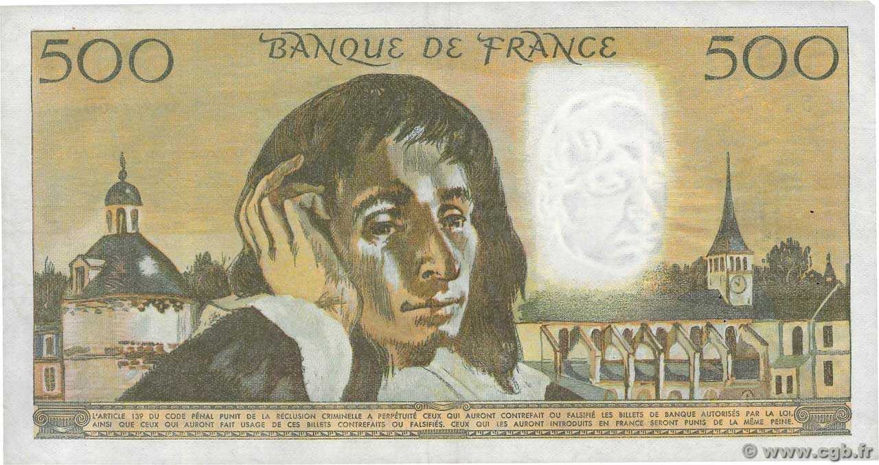 500 Francs PASCAL FRANCE 1976 F.71.15a b83_1188 Billets