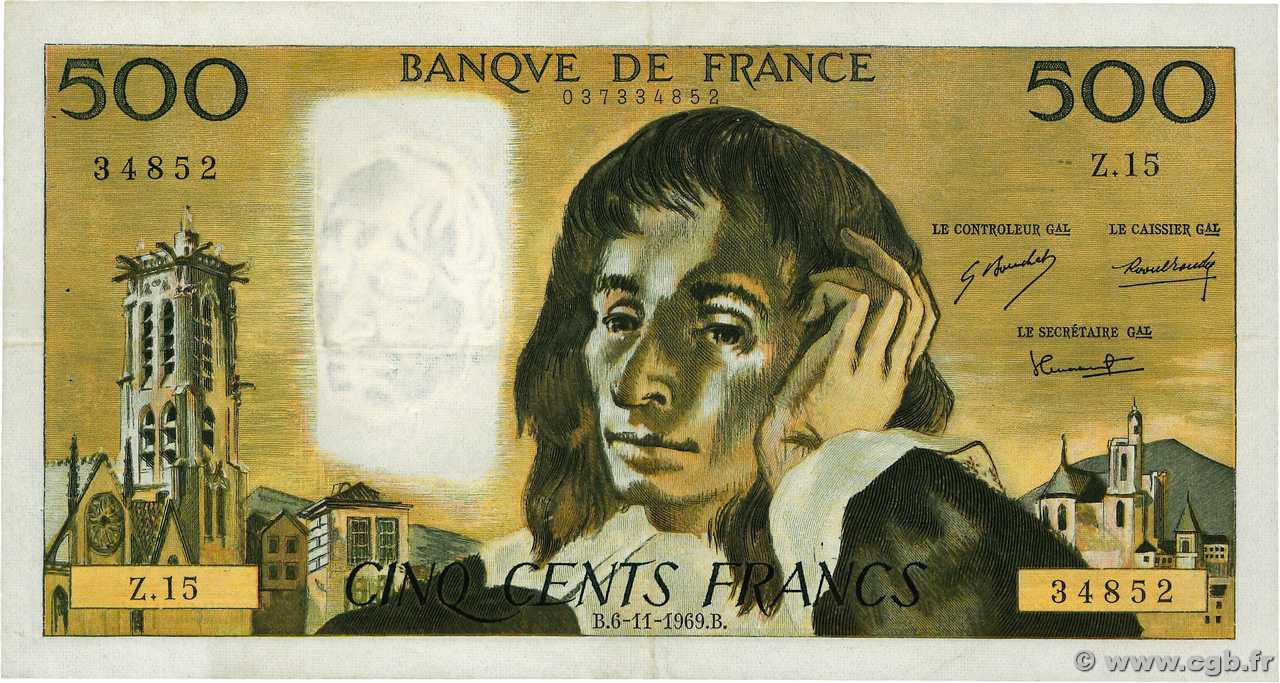 500 Francs PASCAL FRANCE 1969 F.71.04 b83_8444 Billets