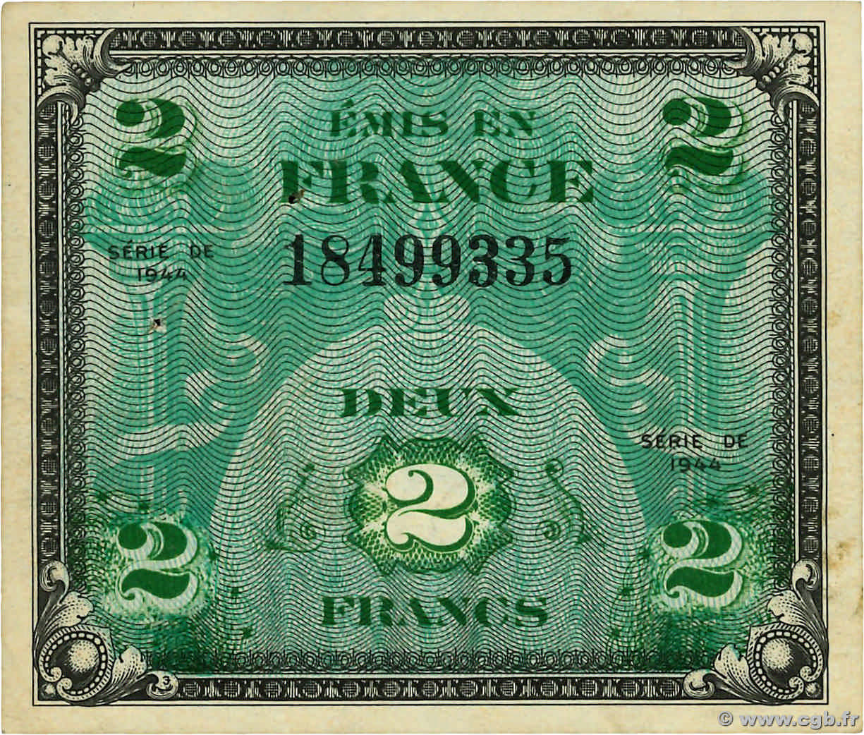 2 Francs DRAPEAU FRANCE 1944 VF.16.01 b83_9056 Billets