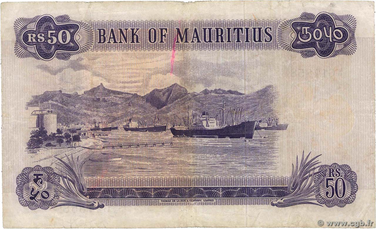 50 Rupees MAURITIUS 1967 P.33c b84_0563 Banknotes