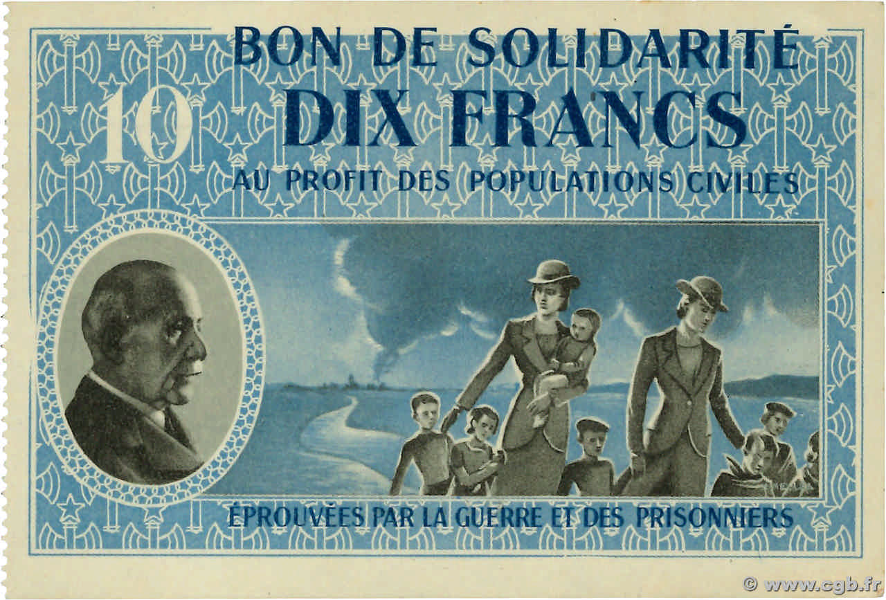 10 Francs BON DE SOLIDARITÉ FRANCE régionalisme et divers 1941 KL.07C ...
