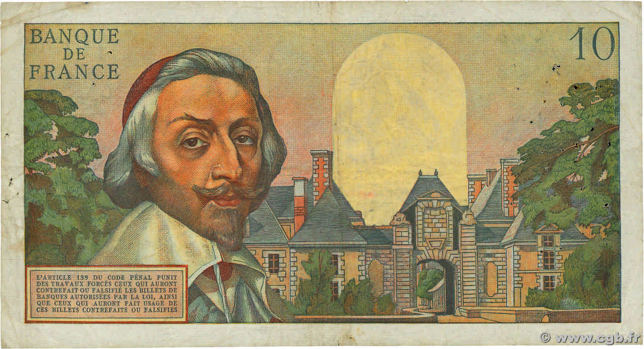 10 Nouveaux Francs RICHELIEU FRANCE 1959 F.57.01 b84_3818 Billets