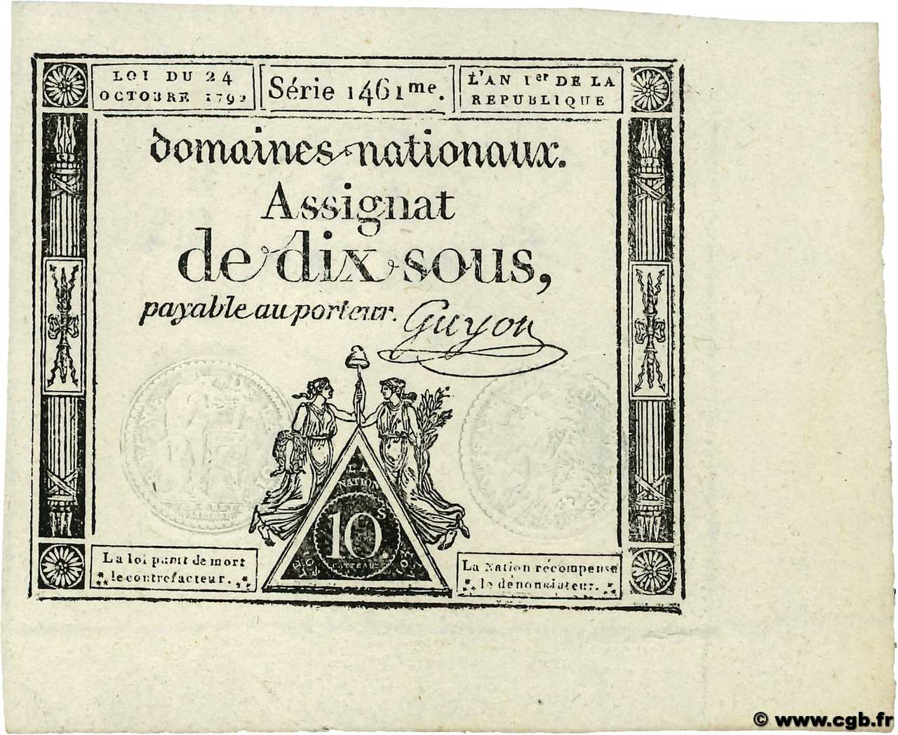 10 Sous FRANCE 1792 Ass.34a b84_4701 Banknotes