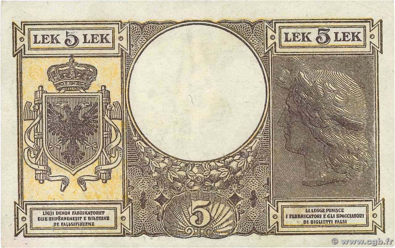 5 Lek ALBANIA 1940 P.10 b85_2981 Banknotes