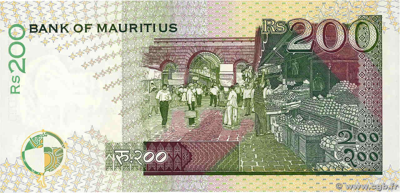 200 Rupees ÎLE MAURICE 1998 P.45 b85_3157 Billets