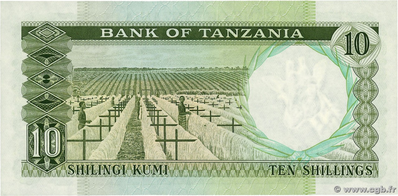 10 Shillings TANZANIE 1966 P.02e b85_3223 Billets