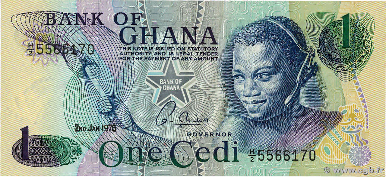 1 Cedi GHANA 1976 P.13c b85_3570 Billets