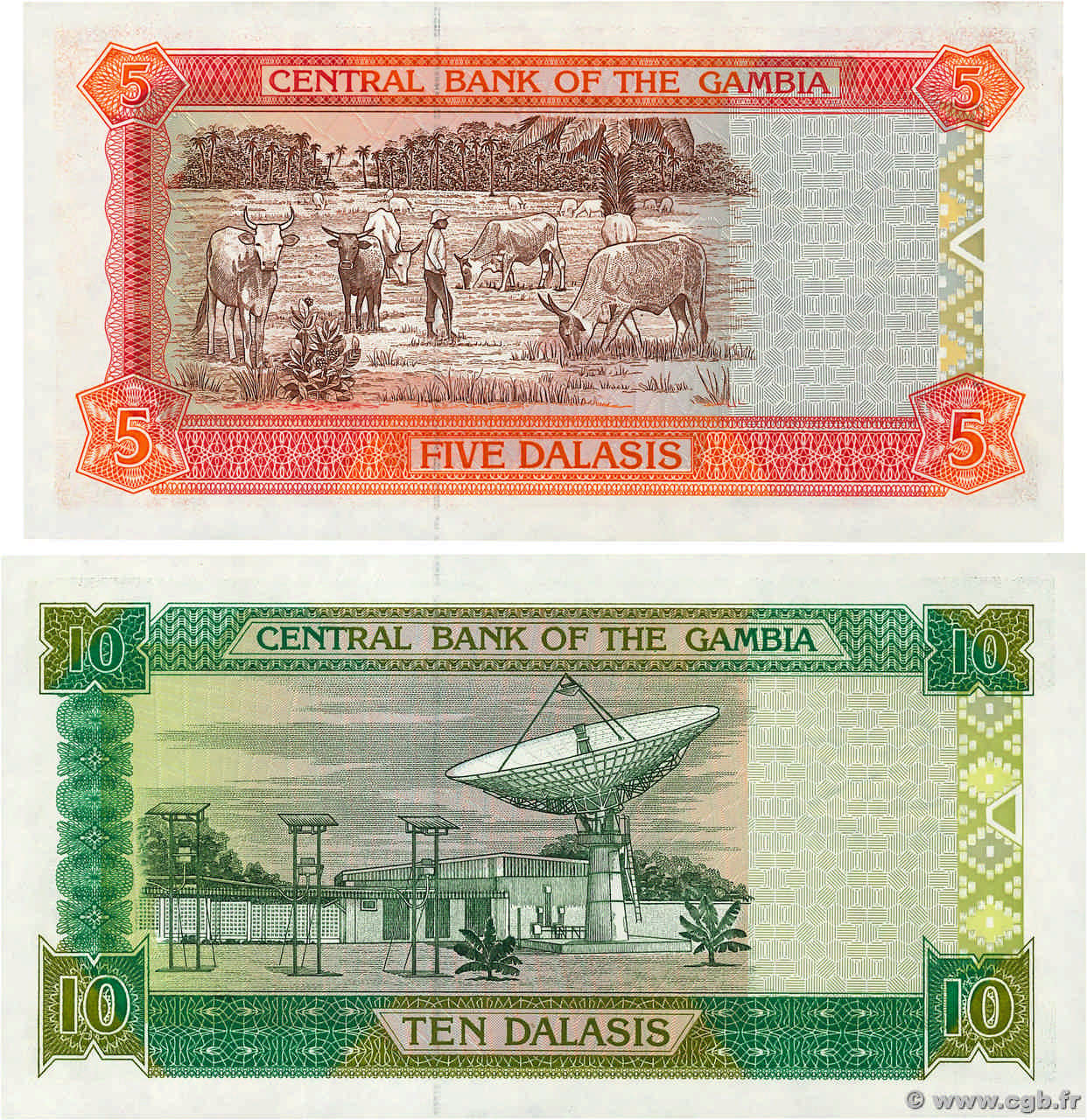 5 et 10 Dalasis Lot GAMBIA 1996 P.16a et P.17a b85_4069 Banknotes