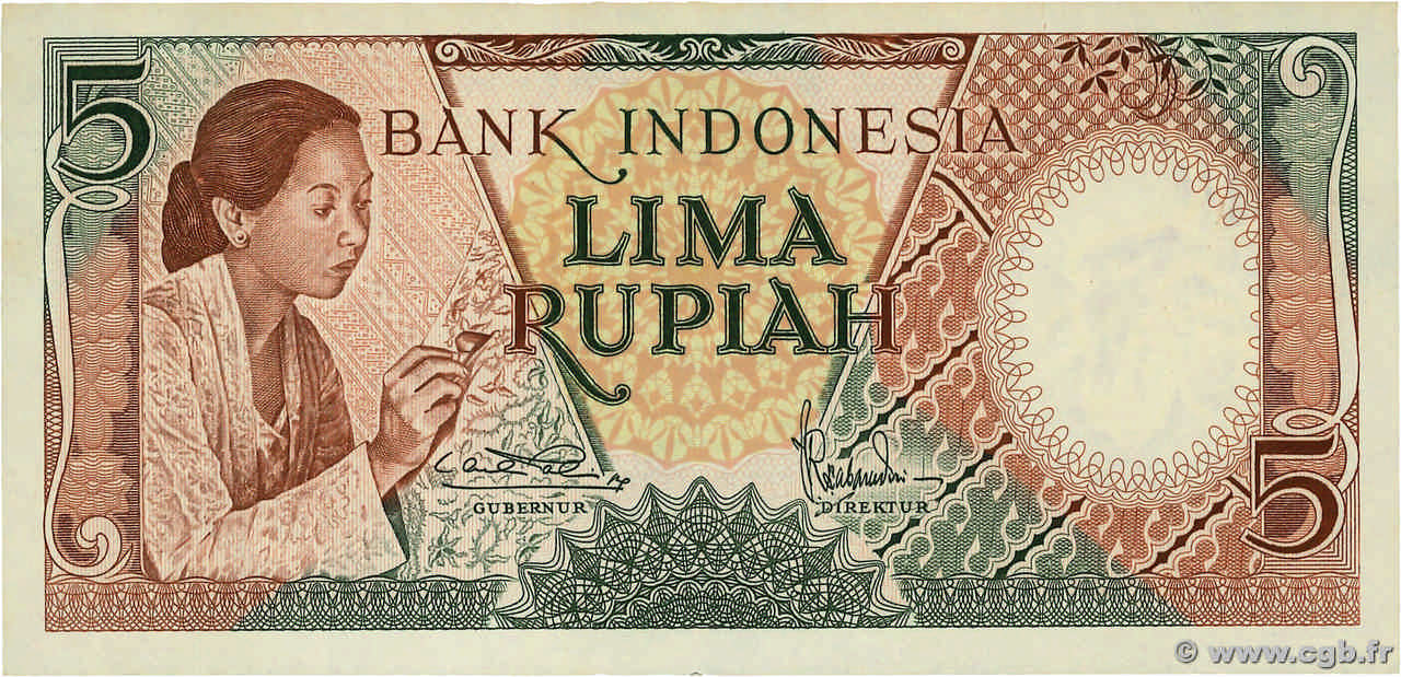 5 Rupiah INDONÉSIE 1958 P.055 b85_4212 Billets