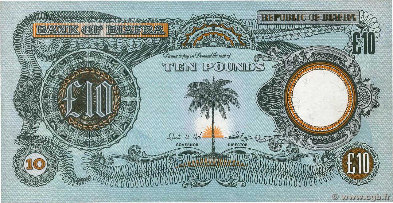10 Pounds BIAFRA 1968 P.07b b86_0257 Banknotes