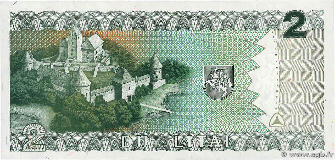 2 Litai LITUANIE 1993 P.54a b86_1060 Billets