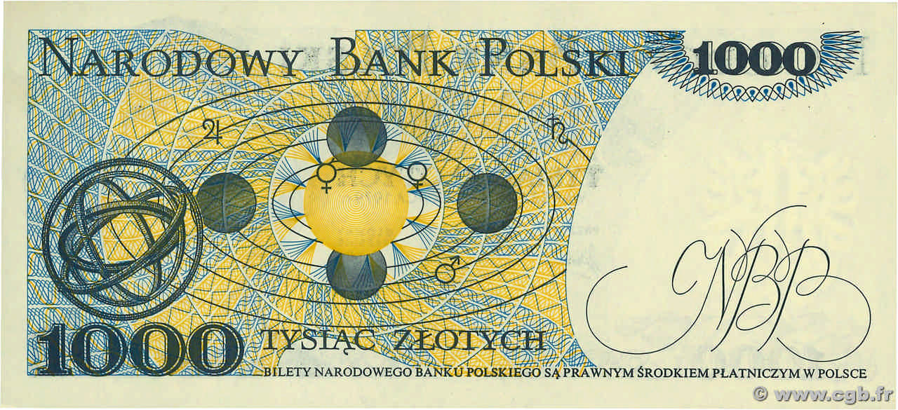 1000 Zlotych POLAND 1979 P.146b b87_0319 Banknotes