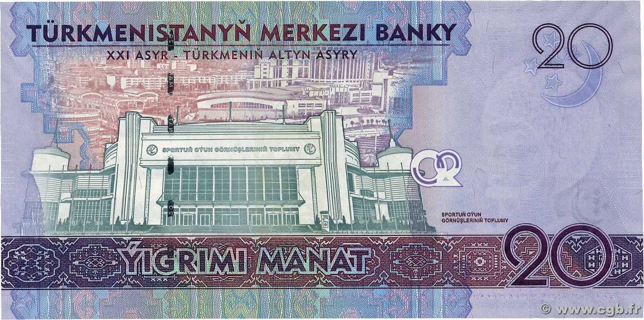 20 Manat Commémoratif TURKMÉNISTAN 2017 P.39 b87_0483 Billets