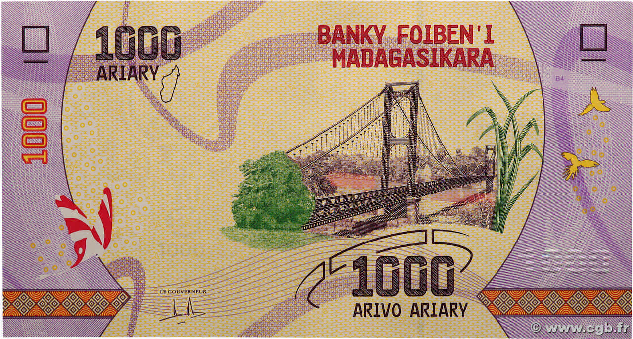 1000 Ariary MADAGASCAR 2017 P 100 B87 0497 Billets 1000 Ariary MADAGASCAR 2017 P 100 B87 0497 Billets