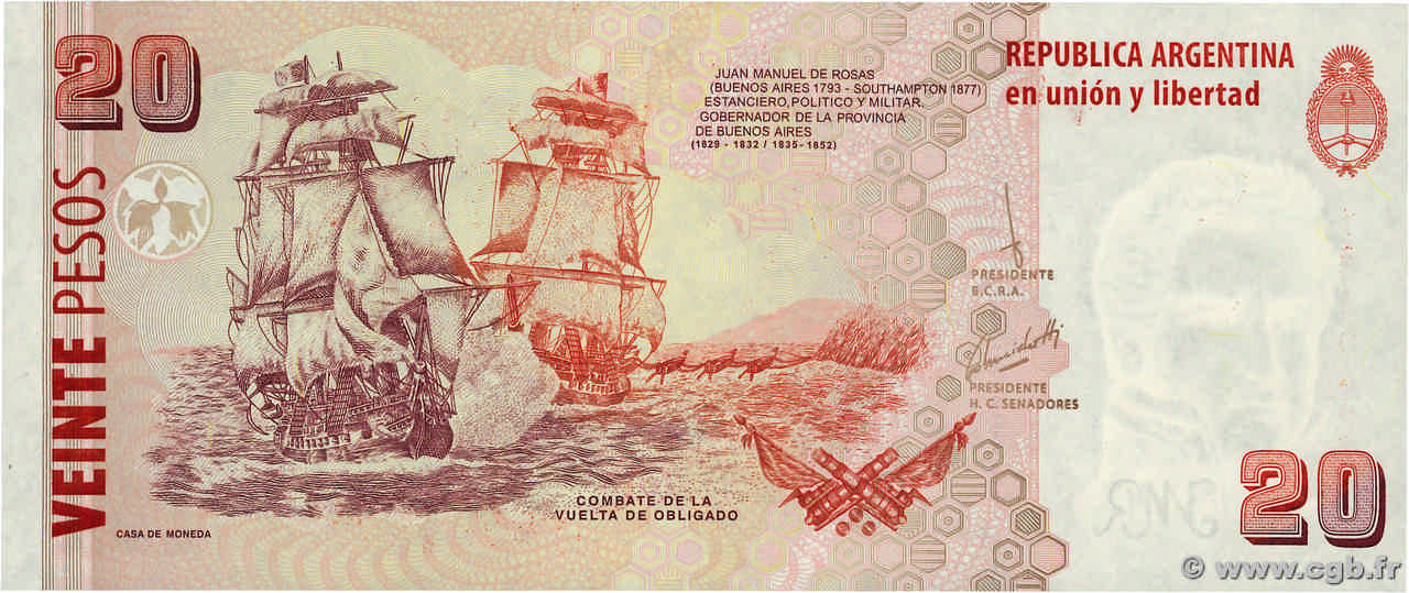 20 Pesos ARGENTINE 2013 P.355c b87_0543 Billets