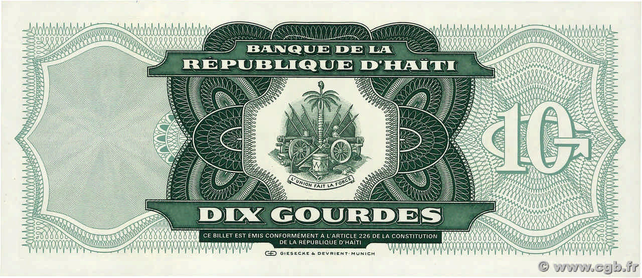 10 Gourdes HAÏTI 1991 P.256 b87_0723 Billets