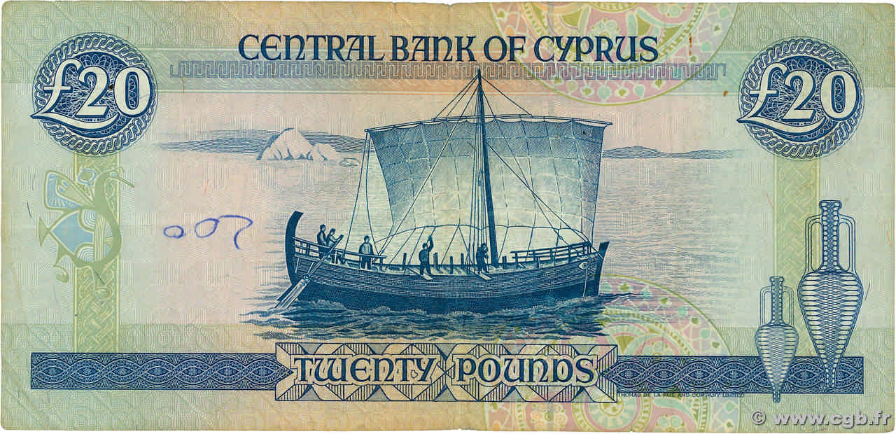 20 Pounds CYPRUS 1993 P.56b b87_0899 Banknotes