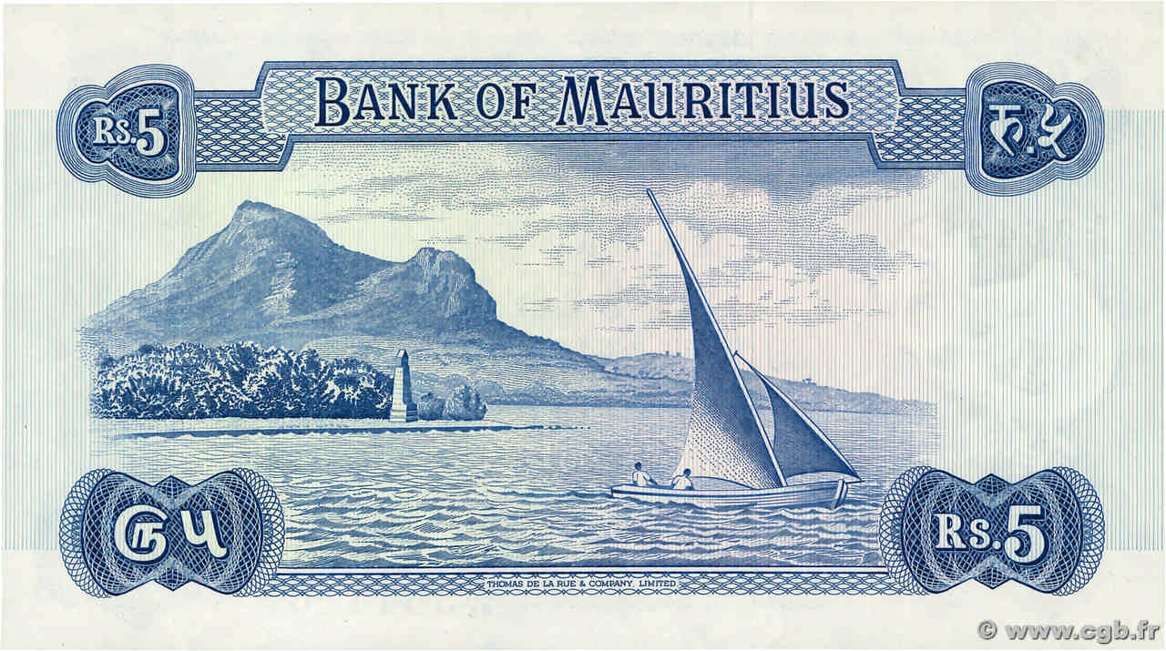 5 Rupees MAURITIUS 1973 P.30c b87_1107 Banknotes