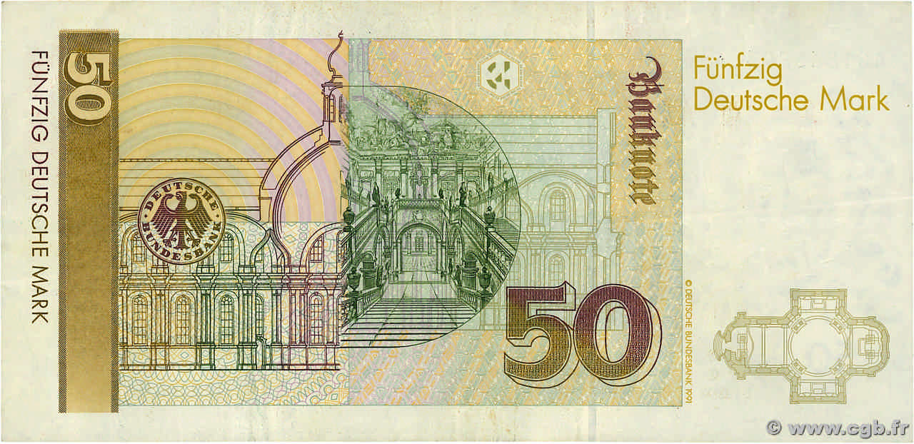 50 Deutsche Mark ALLEMAGNE FÉDÉRALE 1989 P.40a b87_1301 Billets