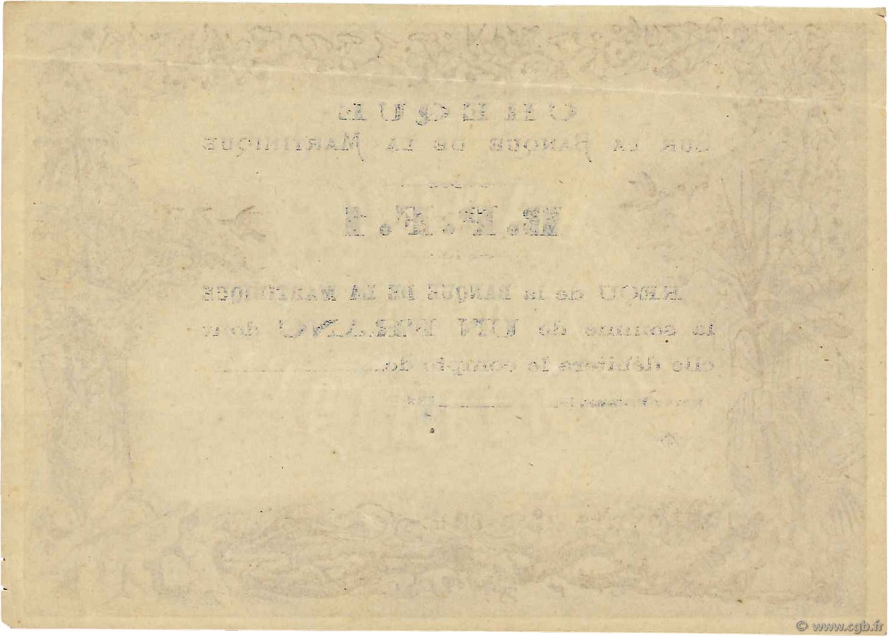 1 Franc Non émis MARTINIQUE 1870 P.05A b90_0562 Billets