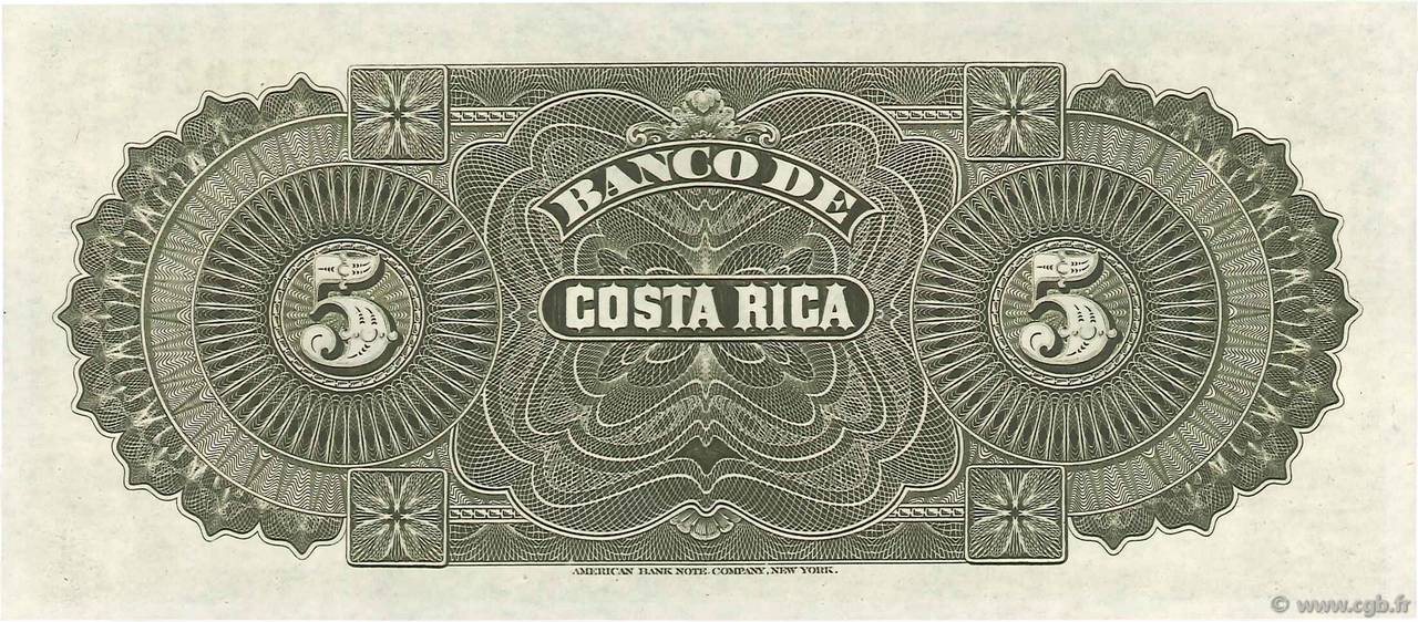 5 Pesos Non émis COSTA RICA 1899 PS.163r1 b90_2007 Billets