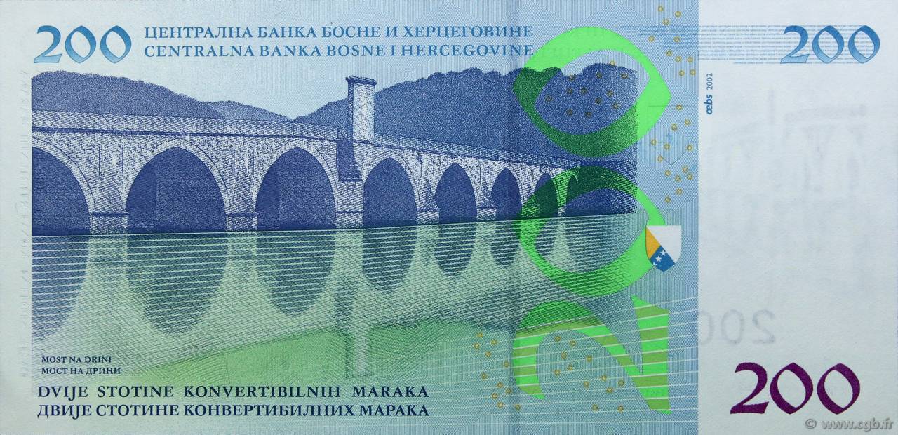 200 Convertible Maraka BOSNIA HERZEGOVINA 2002 P.071a b90_4844 Banknotes