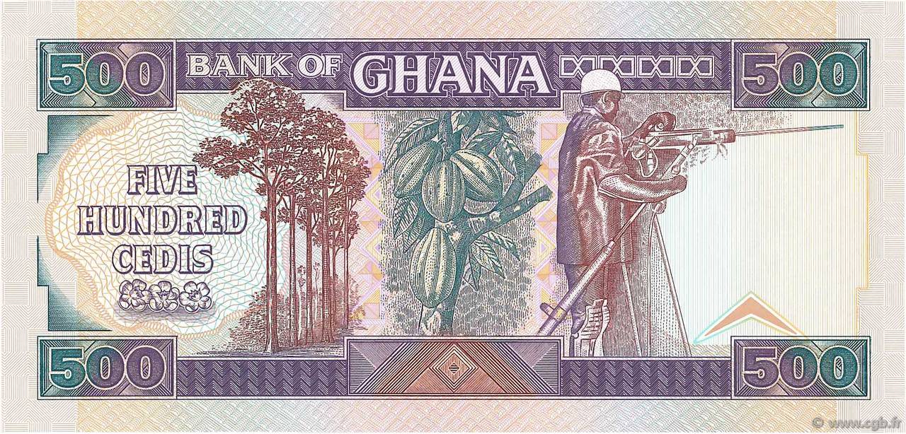 500 Cedis GHANA 1991 P.28c b90_5045 Banknotes