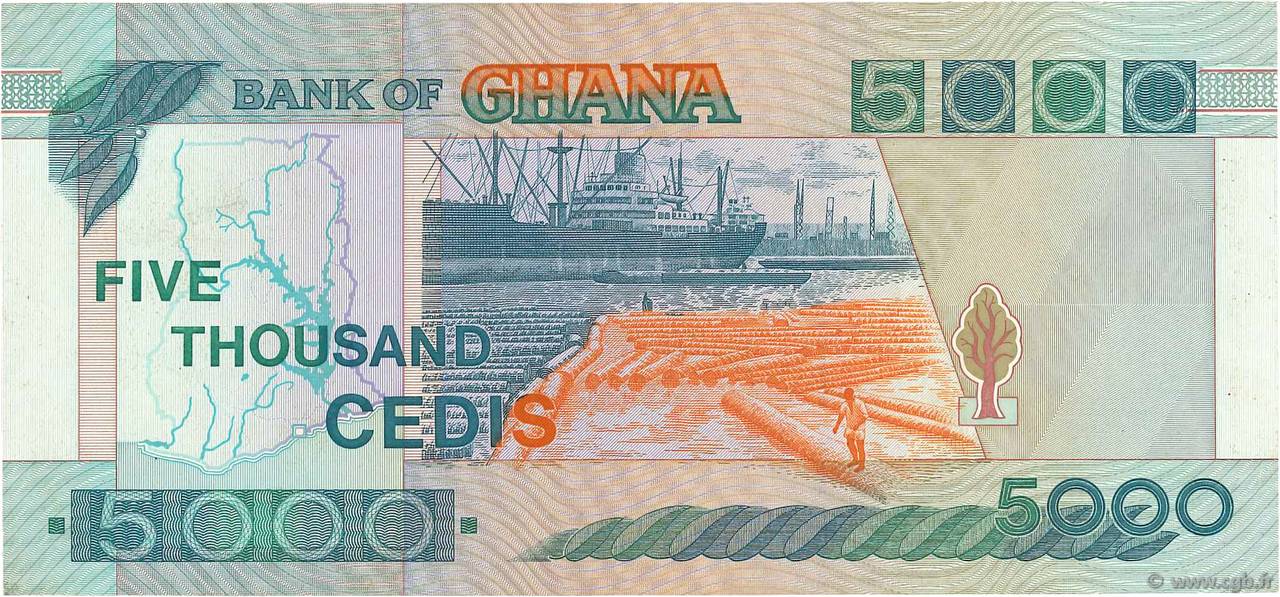 5000 Cedis GHANA 1996 P.31c b90_5590 Banknotes