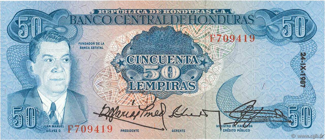 50 Lempiras HONDURAS 1987 P.066b b90_6939 Banknotes